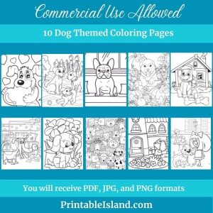 10 Dog Themed Coloring Pages - Printable Island