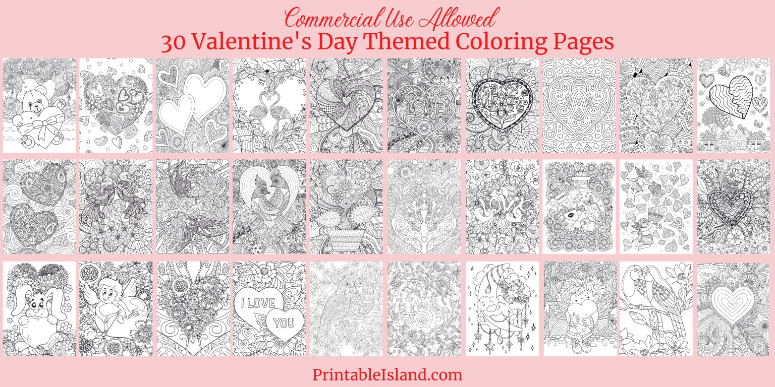 Valentine's Day Coloring Package - Printable Island