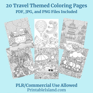 Travel Themed Coloring Pages - Printable Island